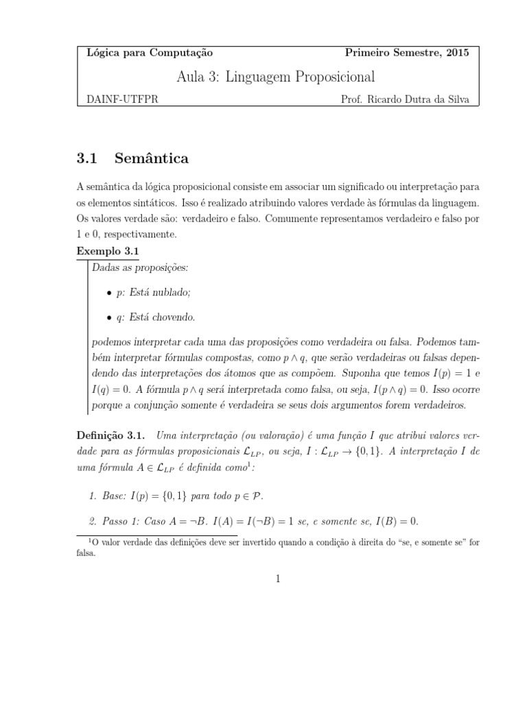 Apostila de Lógica - UTFPR - Aula 3 | PDF | Lógica matemática ...