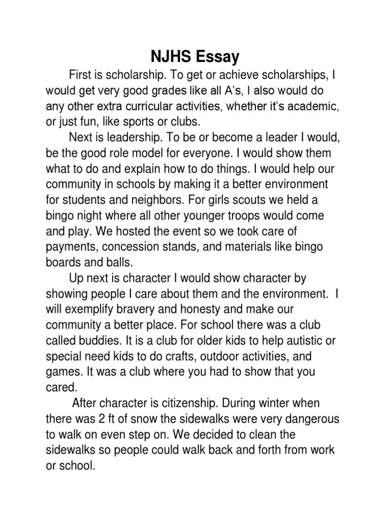 Njhs Essay | PDF