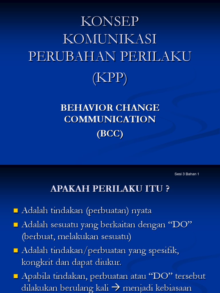 Konsep Komunikasi Perubahan Perilaku (KPP) : Behavior Change ...