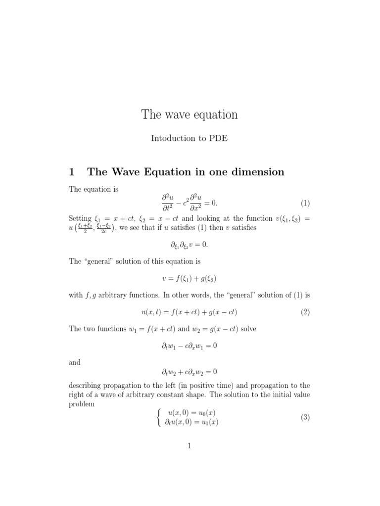 Wave Equation | PDF | Wave Equation | Equations