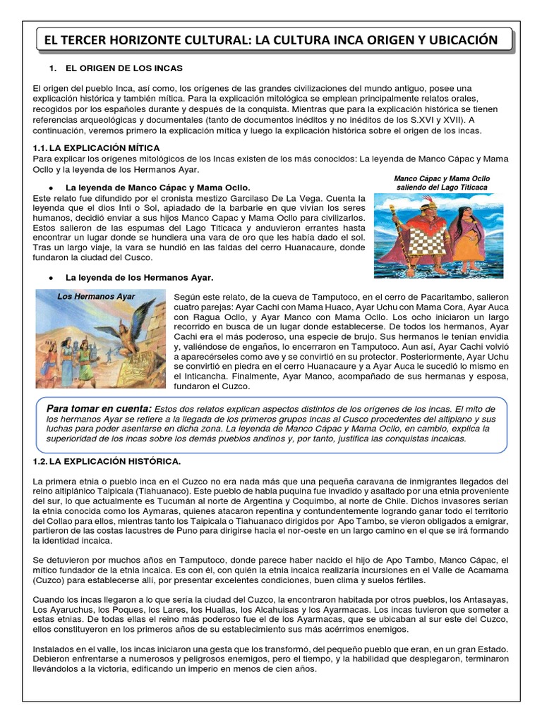 2° -EL ORIGEN DE LOS INCAS | PDF | Imperio Inca | Perú