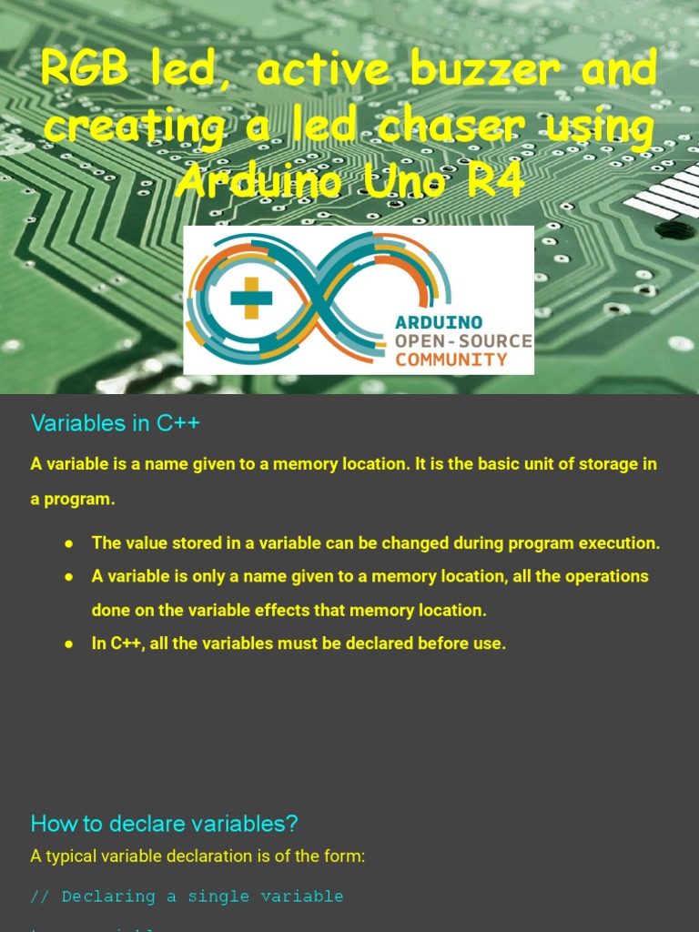 RGB Led, Active Buzzer and Creating A Led Chaser Using Arduino Uno R4 ...