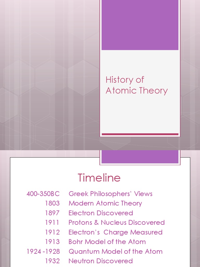Timeline of Atomic Theory Development | PDF | Atoms | Atomic Nucleus