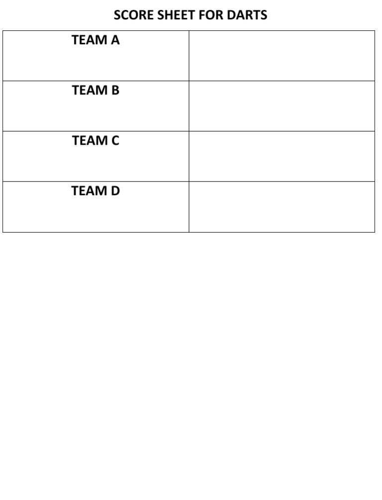 Score Sheet For Darts | PDF