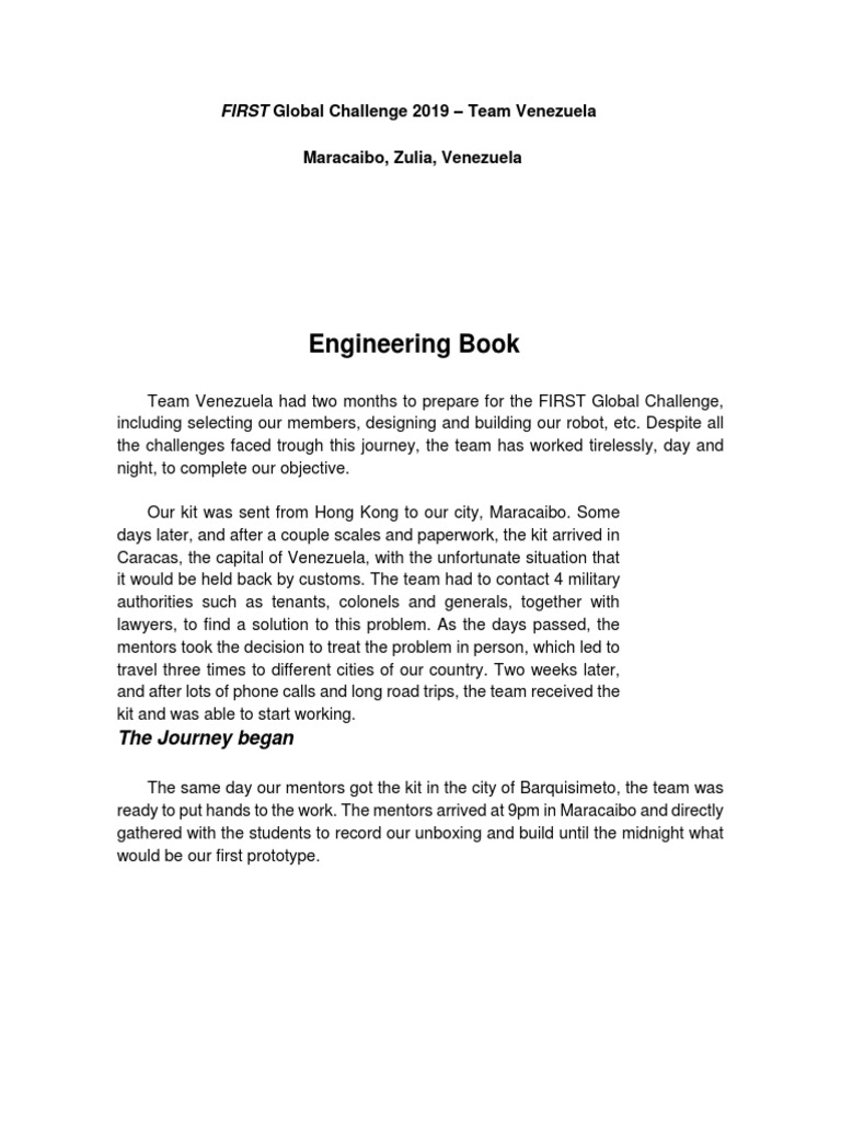 Engineering Book: FIRST Global Challenge 2019 | PDF | Elevator ...
