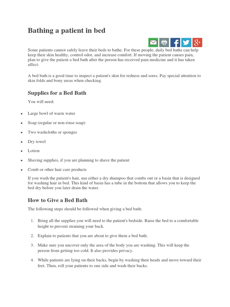 Bathing A Patient in Bed | PDF | Bathing | Health Sciences