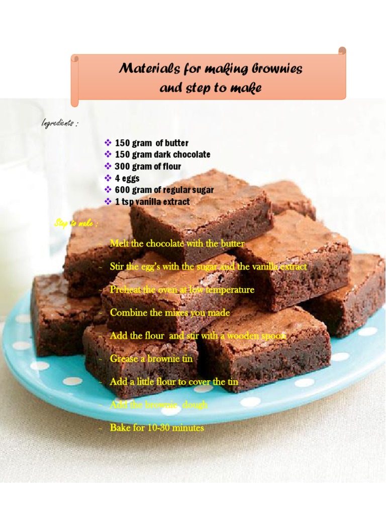 Materials Four Making Brownies and Step To Make | PDF | Cooking, Food ...