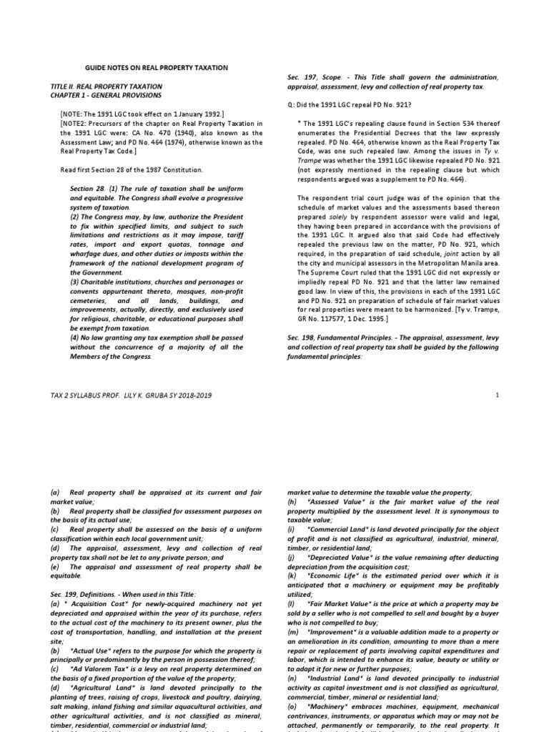 Gruba Real Prop Notes | PDF | Real Property | Real Estate Appraisal