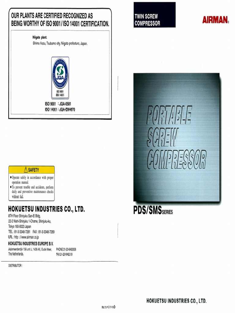 AIRMAN Compressor PDF | PDF