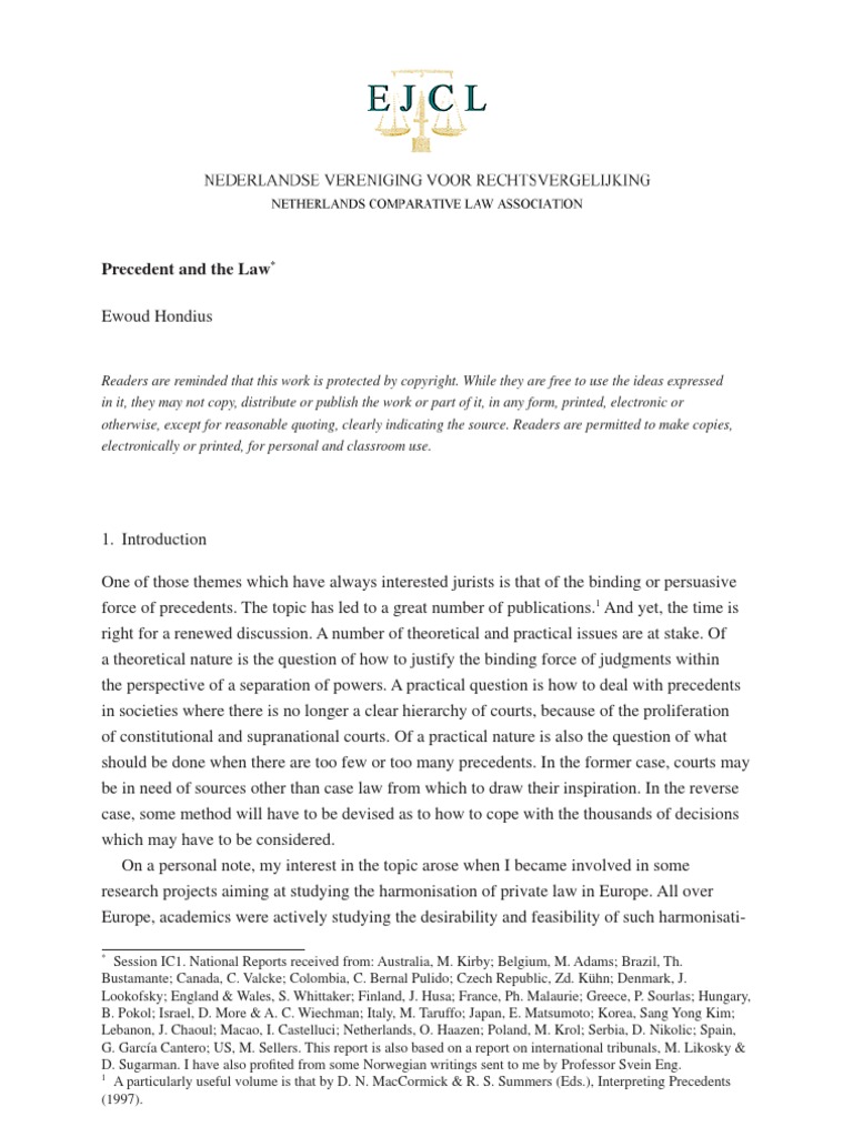 Precedent and The Law | PDF | Precedent | Common Law