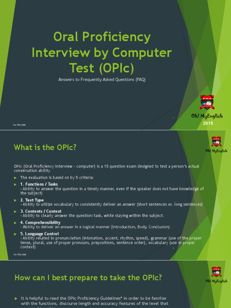 OPIC | PDF | Question | Vocabulary