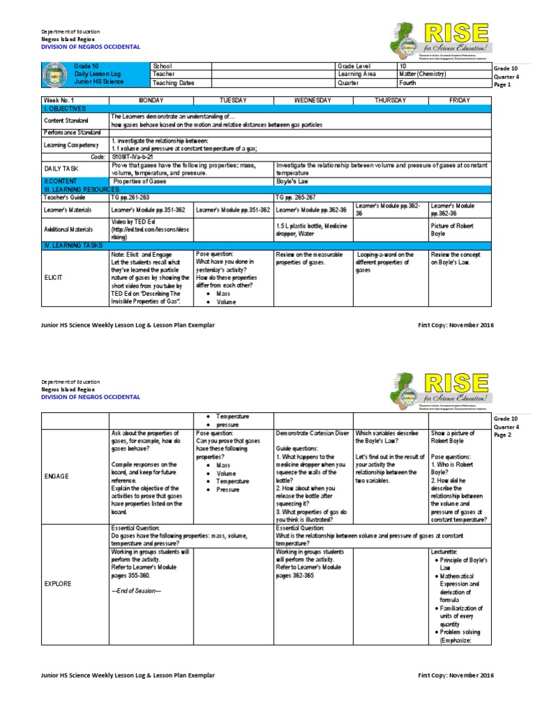 Grade 10, Quarter 4 PDF | PDF | Gases | Temperature