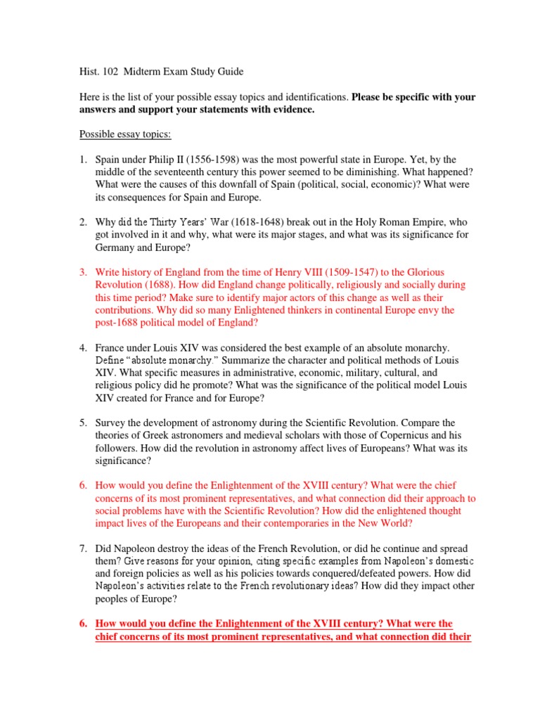 Hist.102 Midterm Exam Study Guide | PDF | Age Of Enlightenment | French ...