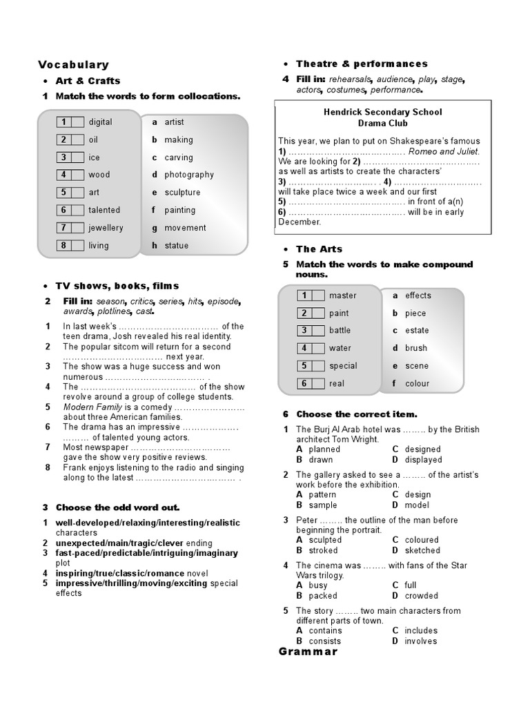 B1+ Module 4 Vocabulary Exercises | PDF | Paintings