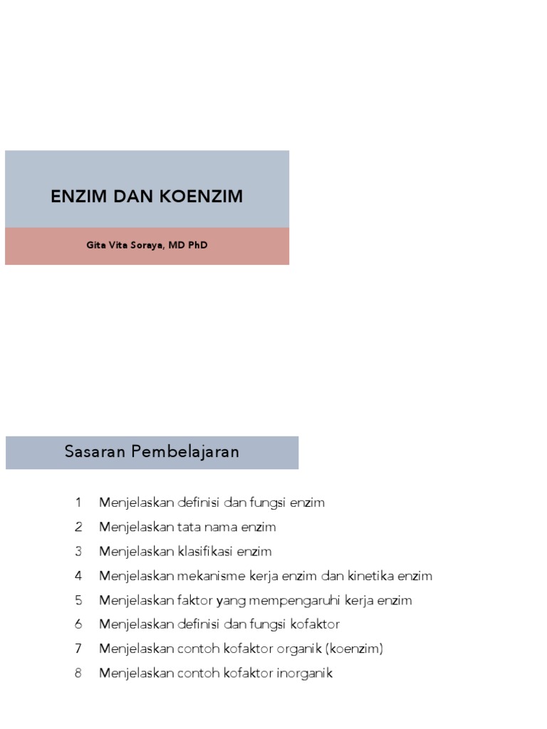 Keperawatan Enzim Koenzim | PDF