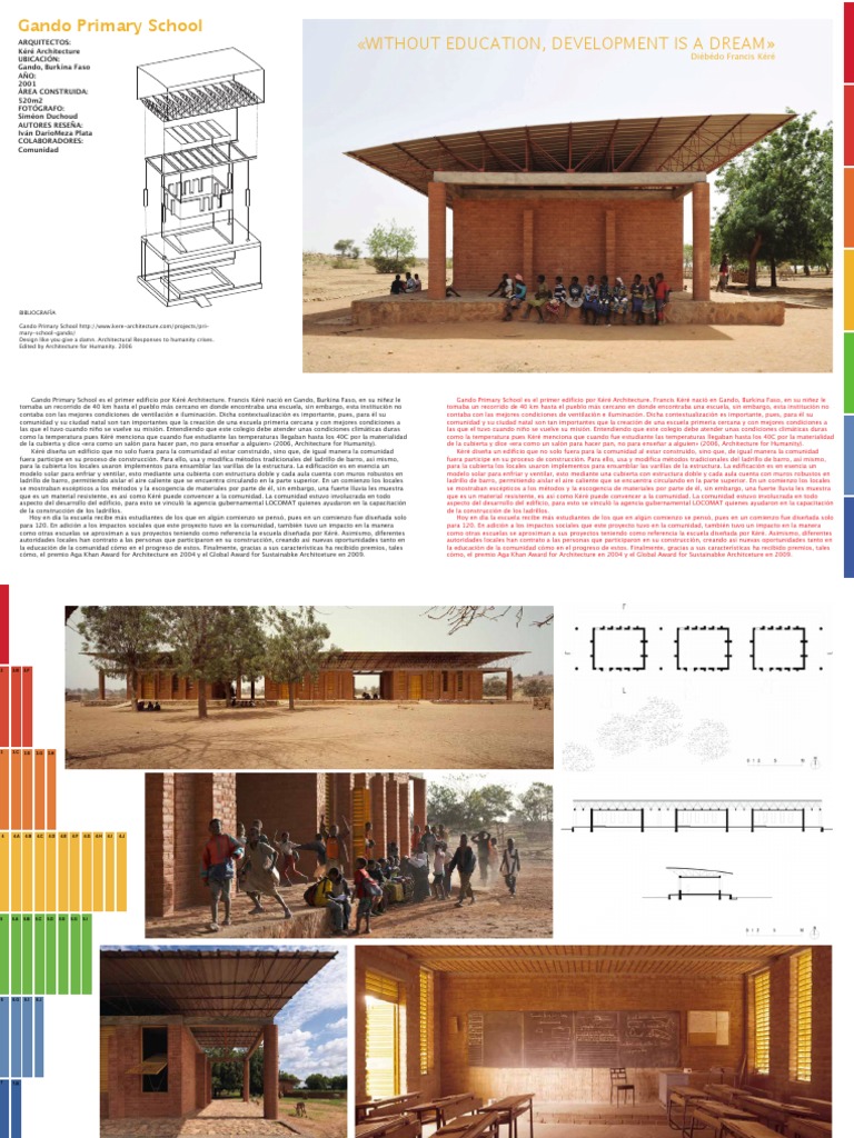 Escuela Primaria Gando de Francis Kéré | PDF | Ladrillo | Naturaleza