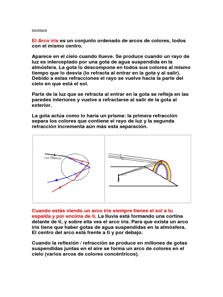 El Arco Iris | PDF | Arco iris | Refracción
