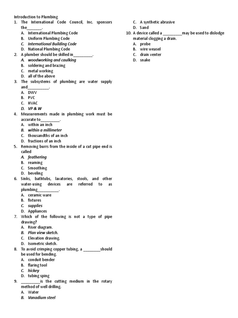 Plumbing Introduction To Plumbing | PDF