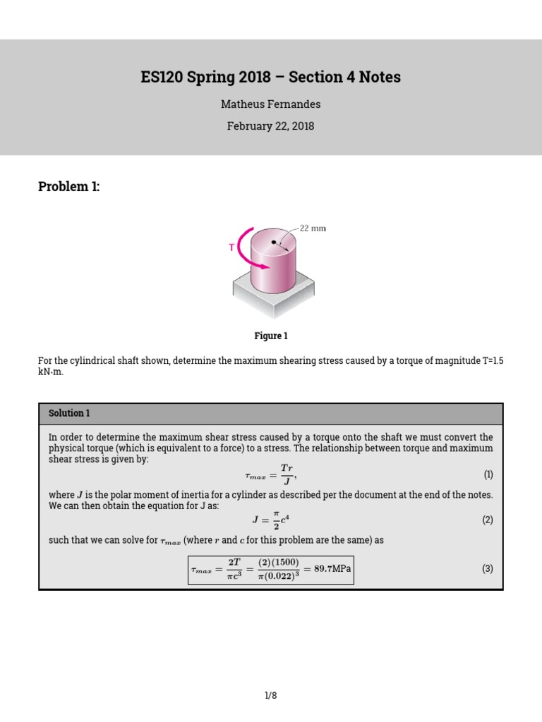 ES120 Spring 2018 - Section 4 Notes: Problem 1 | PDF | Cartesian ...