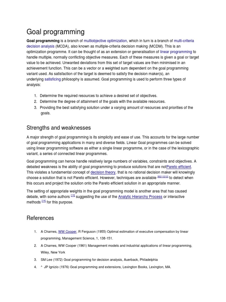 Goal Programming Techniques | PDF | Mathematical Optimization | Mathematics Of Computing