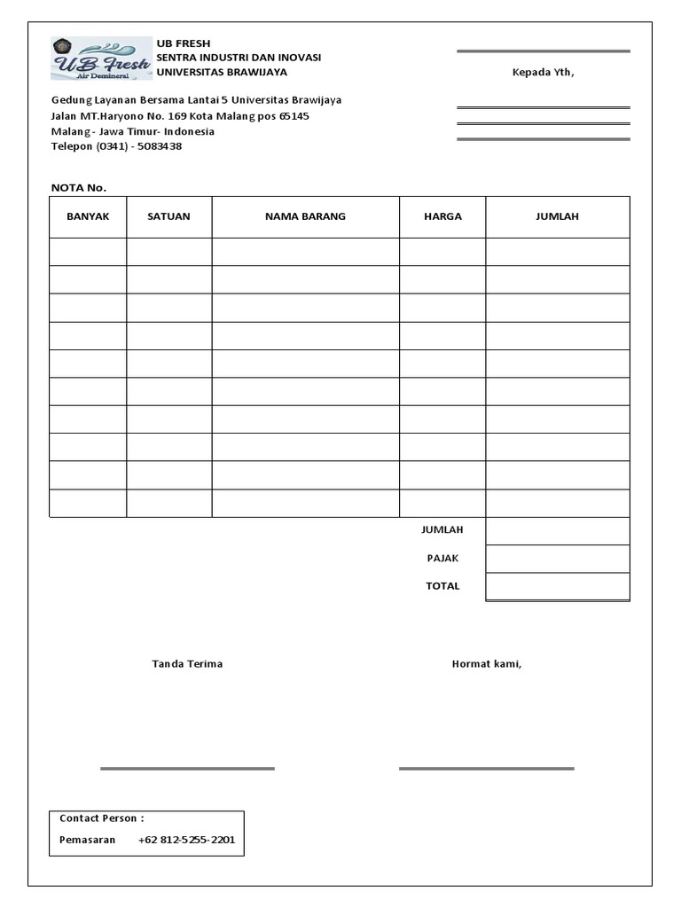 Template Nota Pembelian Kosong | PDF