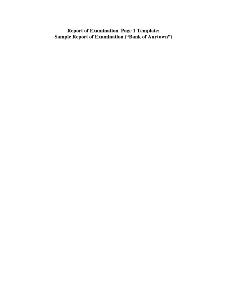 Report of Examination Page 1 Template Sample Report of Examination ...