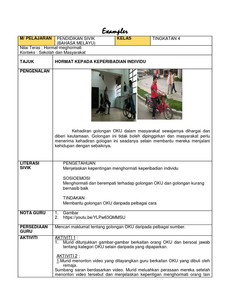 Exampler Dan RPH T4 Hormat Menghormati | PDF
