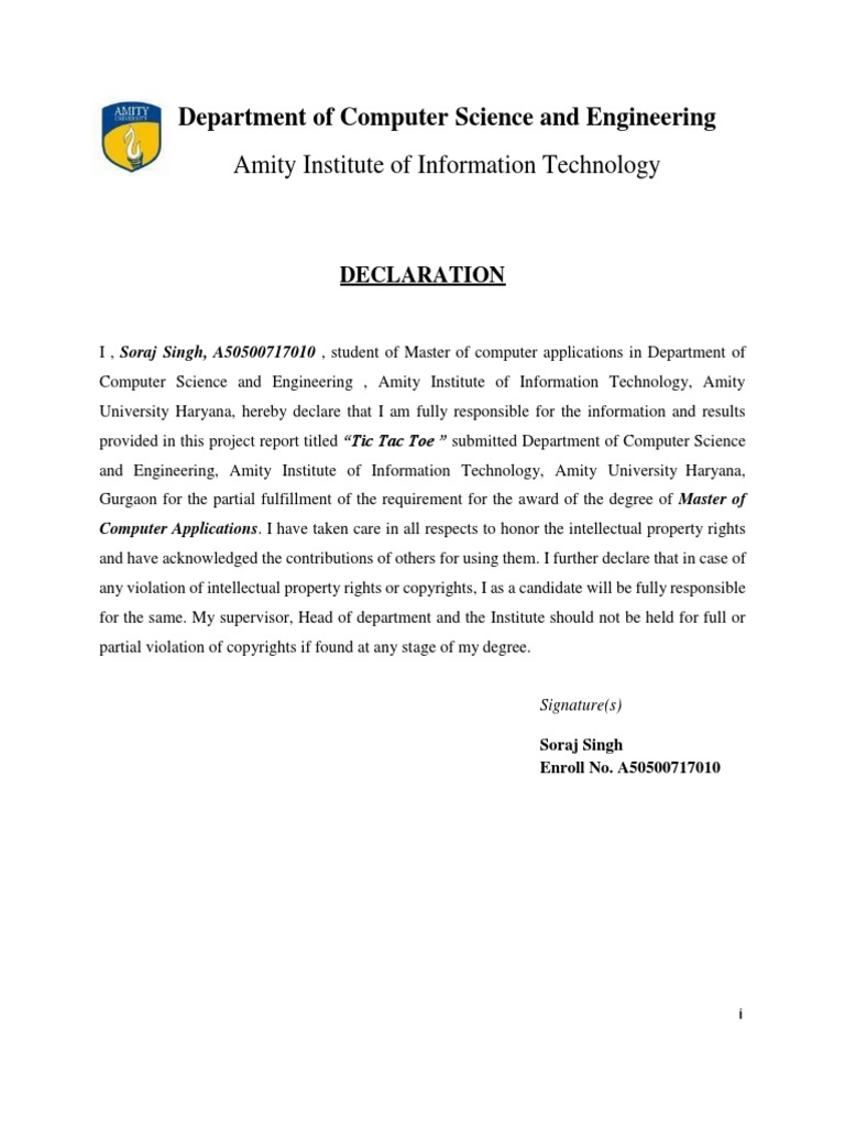 Department of Computer Science and Engineering: Amity Institute of Information Technology | PDF ...