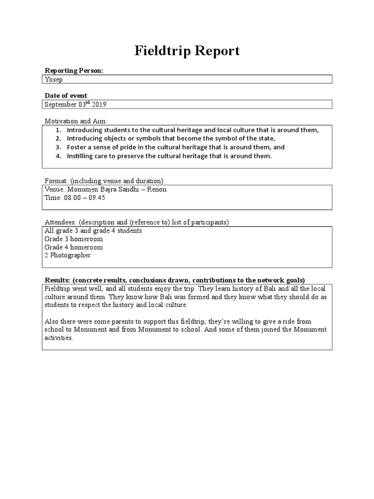 Fieldtrip Report