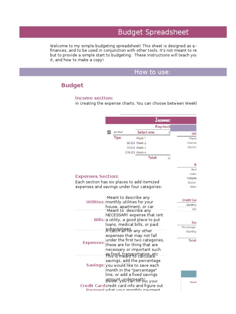 A Budget Sheet For Finance | PDF | Credit Card | Interest