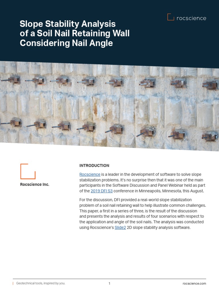 Slope Stability Analysis of Soil Nail RW Considering Nail Angle | PDF ...