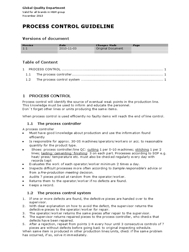 Process Control Guideline | PDF | Business