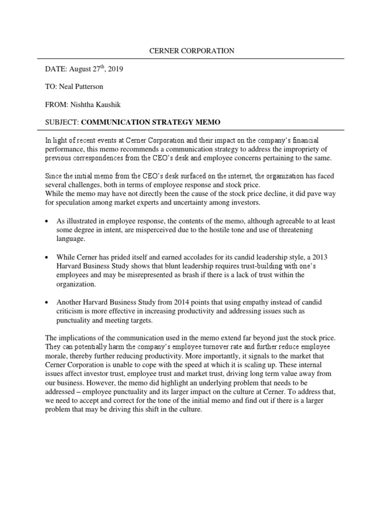 Strategic Writing - Memo | PDF | Crisis Management | Business