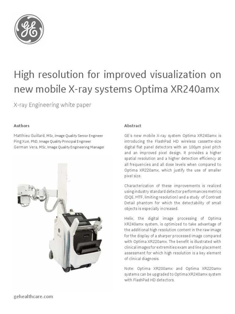 Optima XR240amx Brochure | PDF | Optical Resolution | Radiography