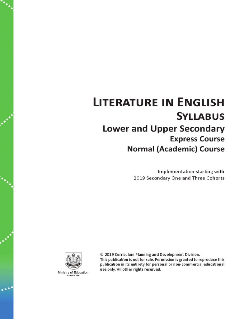 2019 Literature in English Syllabus (Lower and Upper Secondary) | PDF ...