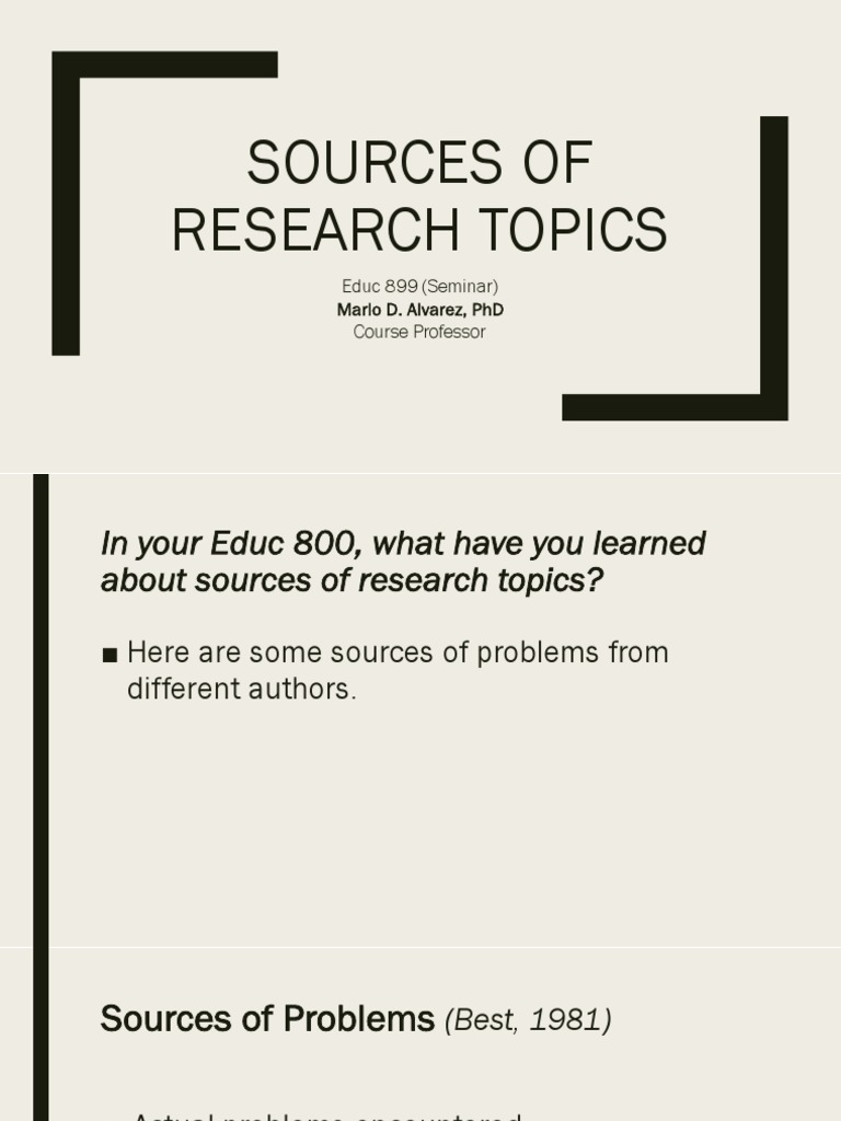 Sources of Research Topics W1 | PDF | Learning | Cognition