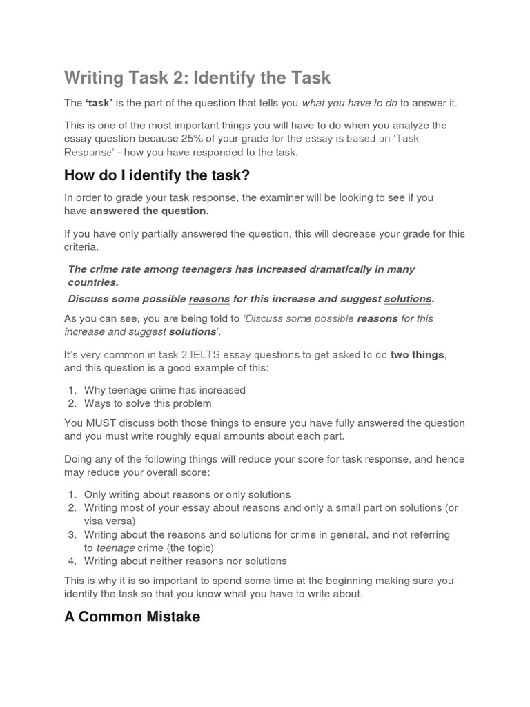 Writing Task 2: Identify The Task | PDF | International Student | Reason