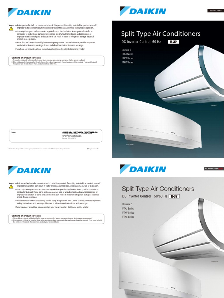 Split Type Air Conditioners: DC Inverter Control 60 HZ | PDF ...