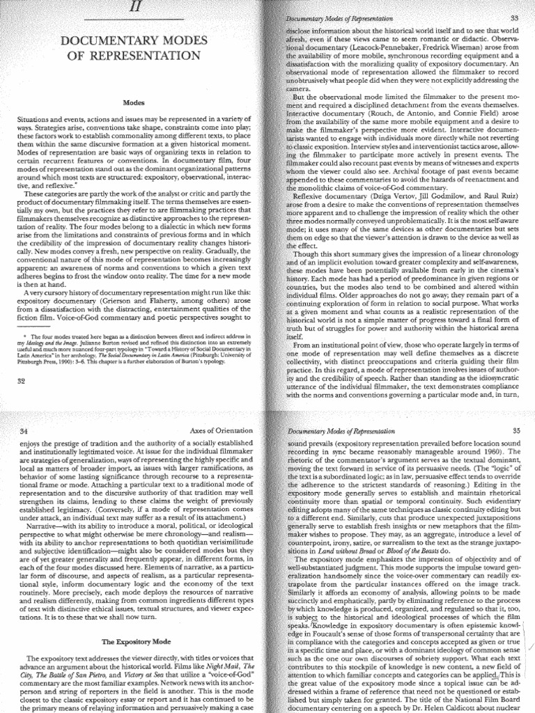 Bill Nichols Documentary Modes | Download Free PDF | Documentary Film | Filmmaking