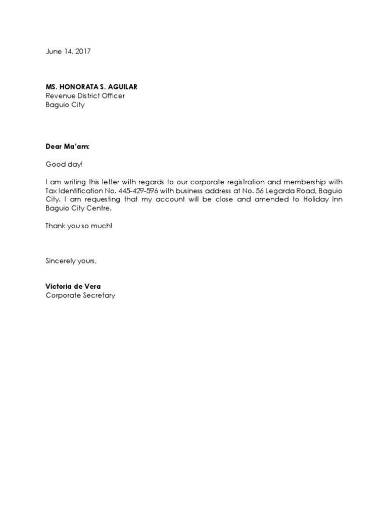 Business Closure Letter | PDF