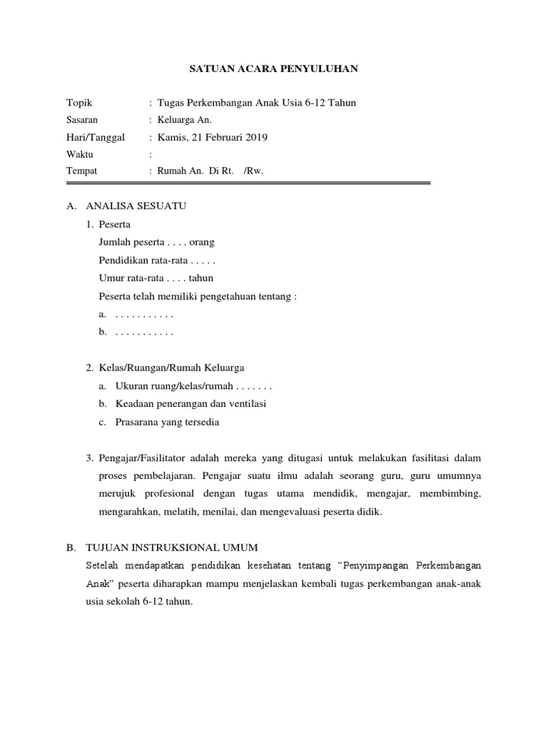 SAP FIX Keluarga Dengan Anak Usia Sekolah | PDF | Kesehatan Holistik