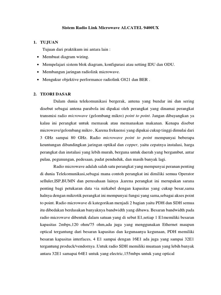 Sistem Radio Link Microwave ALCATEL 9400 PDF | PDF | Komputer