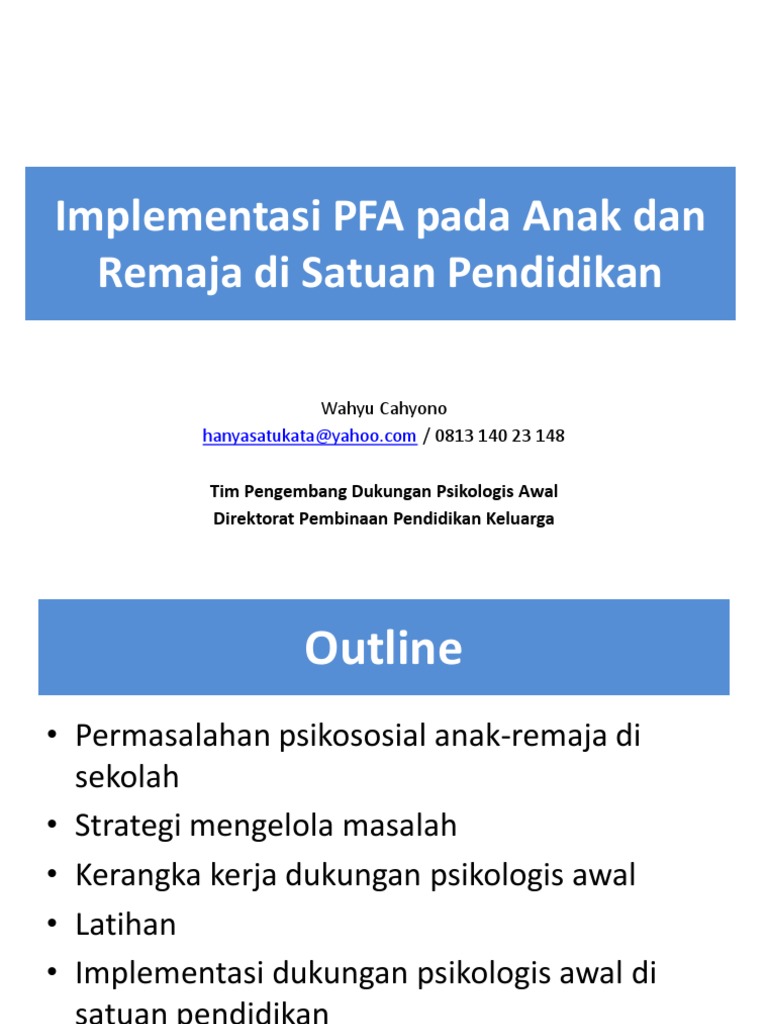Implementasi PFA Pada Anak Dan Remaja Di Satuan Pendidikan-Wahyu ...