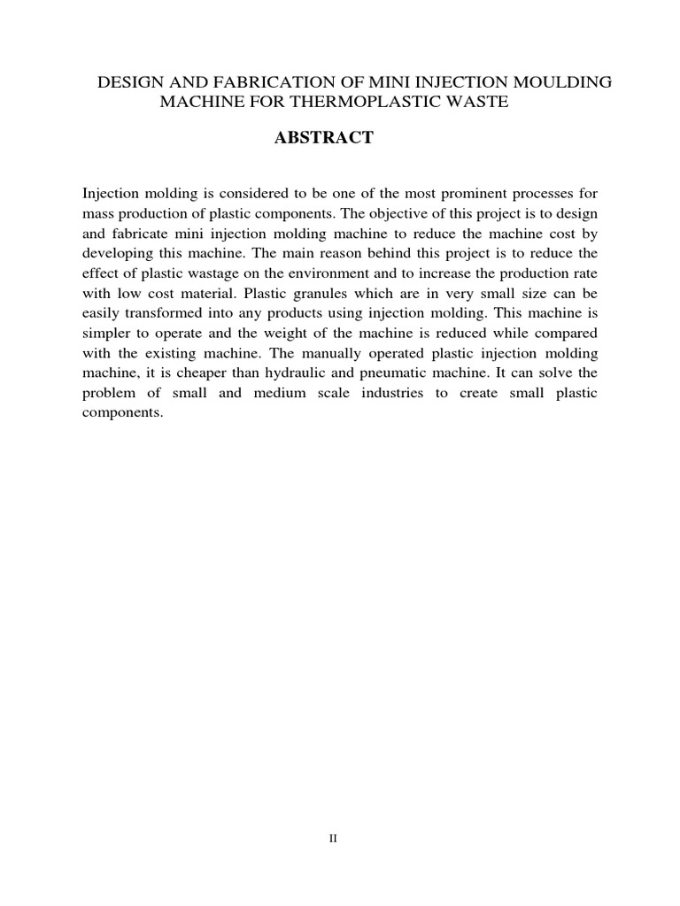 Design and Fabrication of Mini Injection Moulding Machine For ...