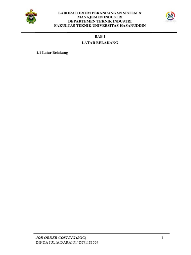 Laboratorium Perancangan Sistem & Manajemen Industri Departemen Teknik ...