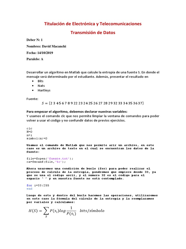 Codigo Huffman en Matlab | PDF