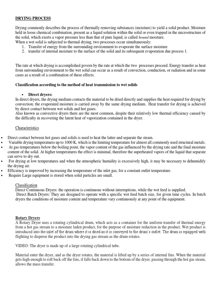 Drying Process: Rotary Dryers | PDF | Humidity | Heat Transfer