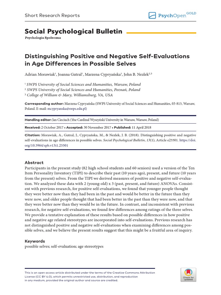 Distinguishing Positive and Negative Self-Evaluations in Age ...