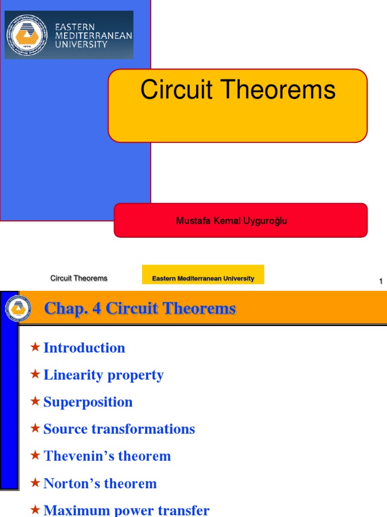 Circuit Theorems: Mustafa Kemal Uyguroğlu | PDF | Electrical Network | Analog Circuits