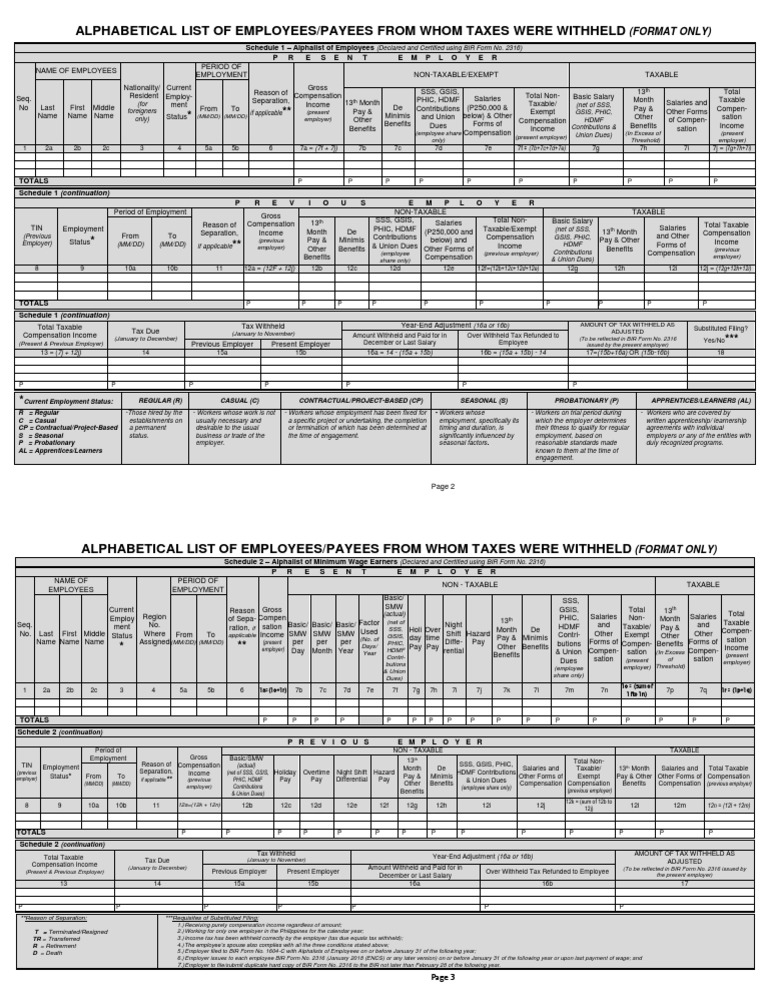 Alphalist of Employees for Tax Withholding | PDF | Employment | Salary